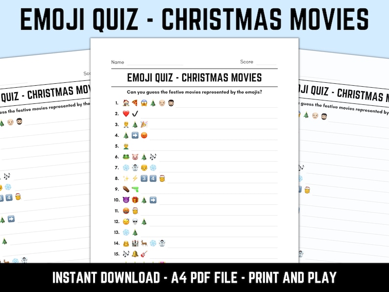 Printable Christmas Movies Emoji Quiz With Answers - Etsy