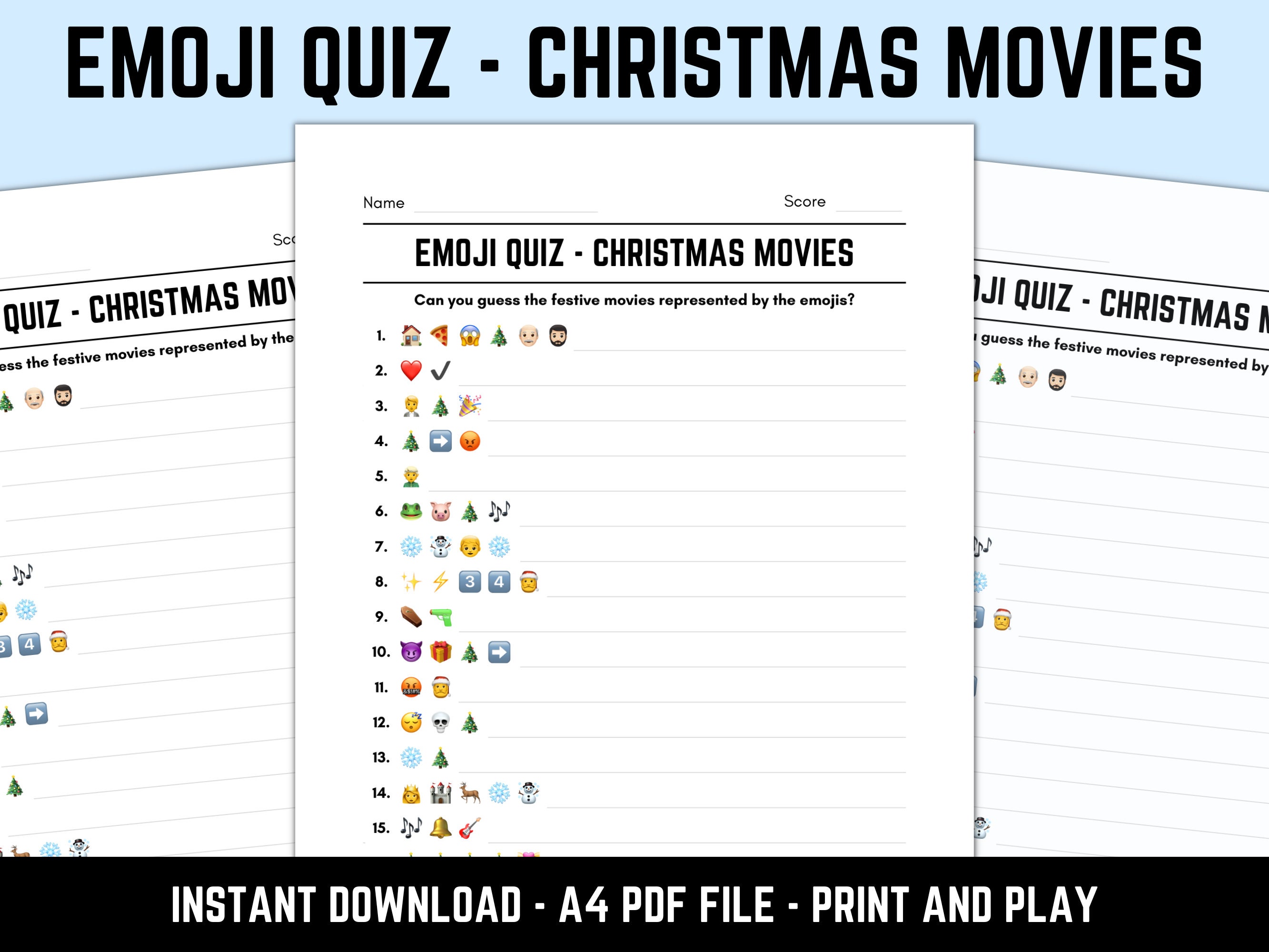 Printable Christmas Movies Emoji Quiz With Answers - Etsy