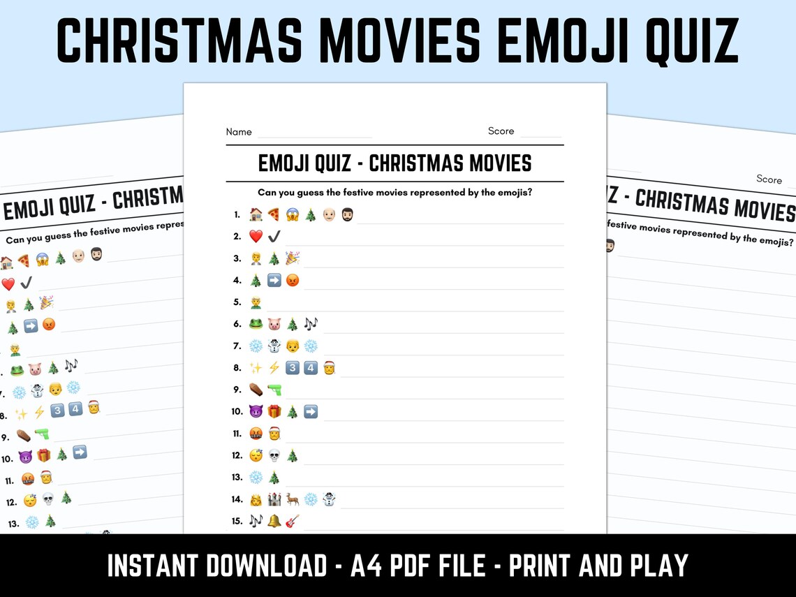 Printable Christmas Movies Emoji Quiz With Answers | Emoji Pictionary ...