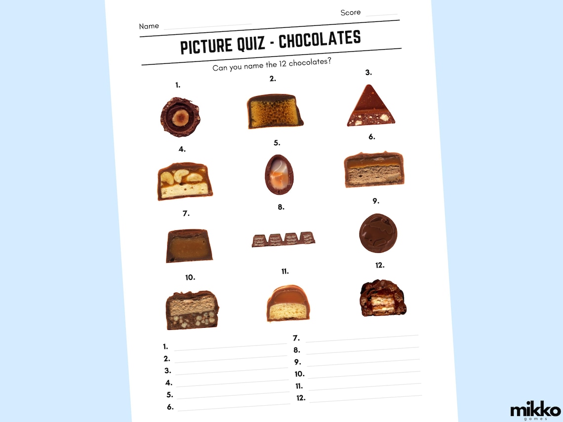 Printable Chocolates Picture Quiz With Answers: Picture Round Quiz ...