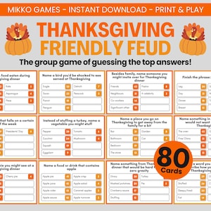 Thanksgiving Friendly Feud: Printable Large Group Party Game for Kids ...