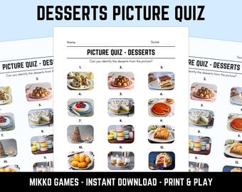 Printable Desserts Picture Quiz With Answers: Picture Round Quiz Sheets ...