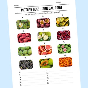 Printable Unusual Fruit Picture Quiz With Answers - Etsy