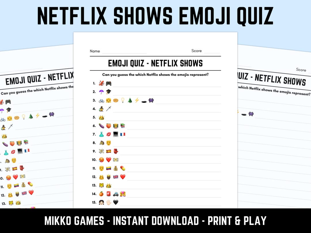 Printable Netflix Shows Emoji Quiz With Answers: Emoji Pictionary ...