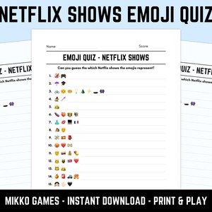 Printable Netflix Shows Emoji Quiz With Answers: Emoji Pictionary ...