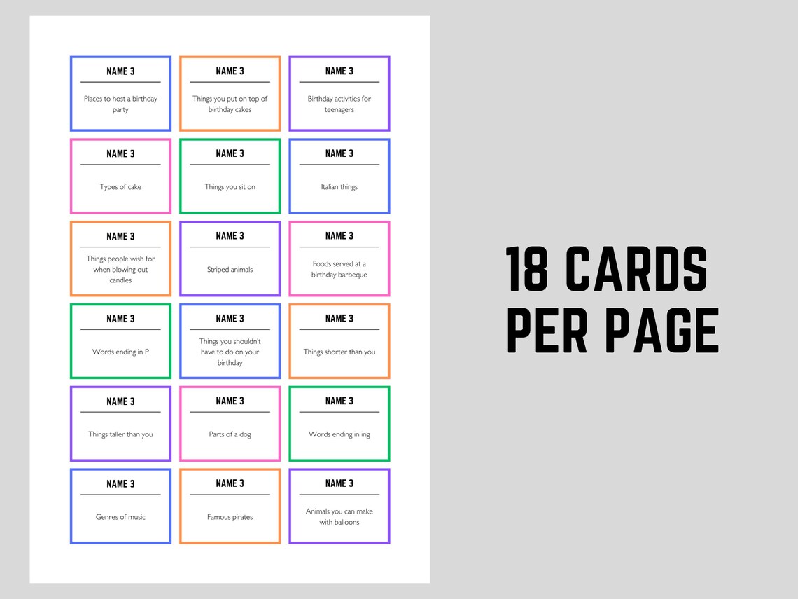 Birthday 5 Second Game Printable Party Game Downloadable Birthday 5 ...