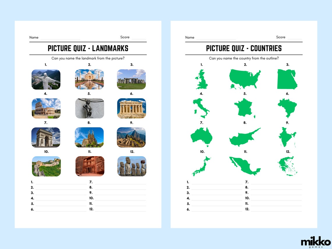 Printable Geography Quiz Bundle 10 Fun Quizzes in 1 Pub Quiz Question ...