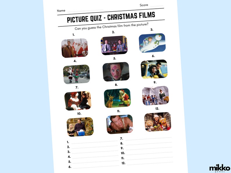 Printable Christmas Films Picture Quiz With Answers - Etsy