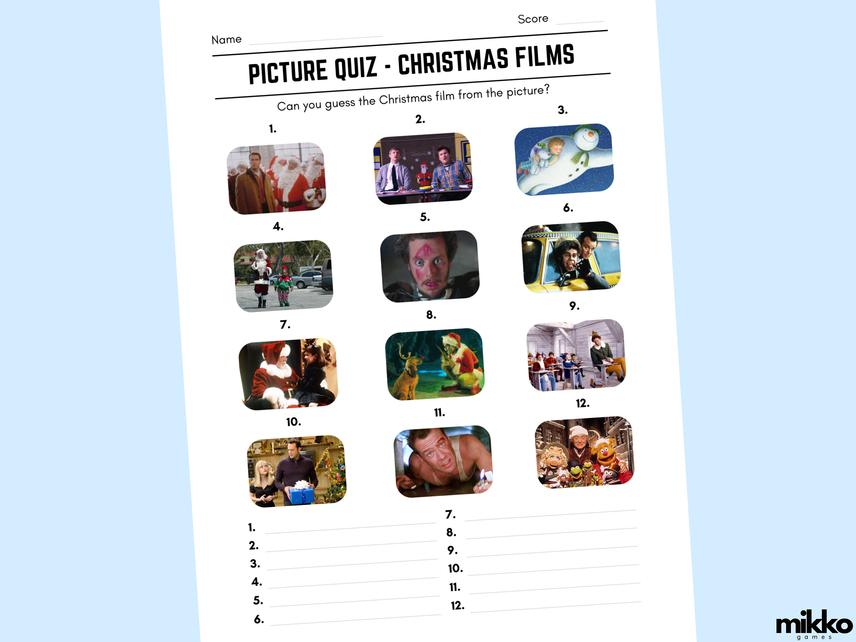 Printable Christmas Films Picture Quiz With Answers - Etsy