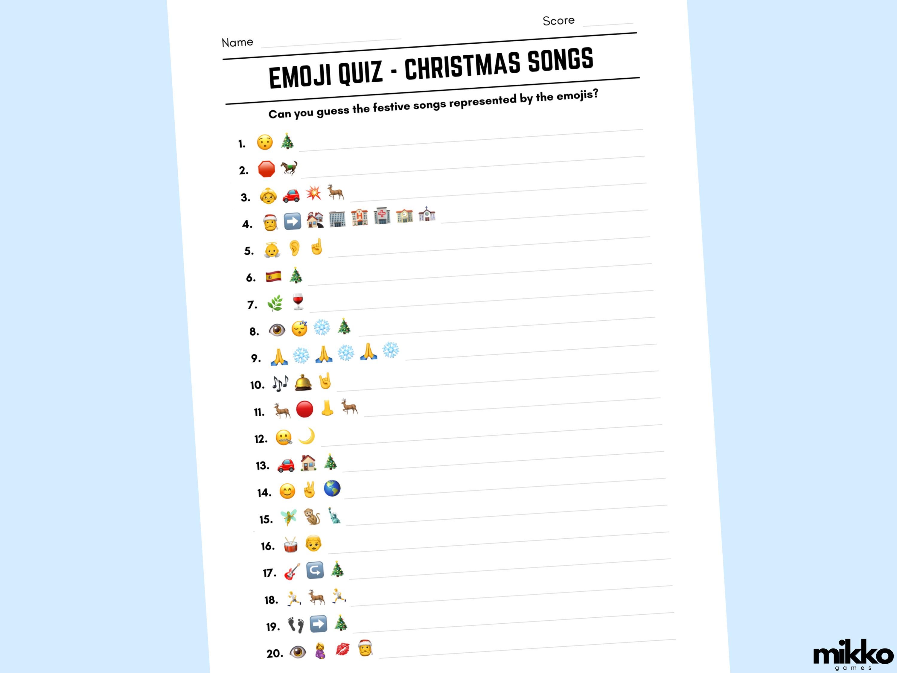 Printable Christmas Songs Emoji Quiz With Answers | Emoji Pictionary ...