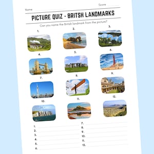 Printable British Landmarks Picture Quiz With Answers - Etsy