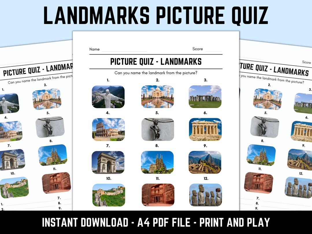 Printable Landmarks Picture Quiz With Answers - Etsy