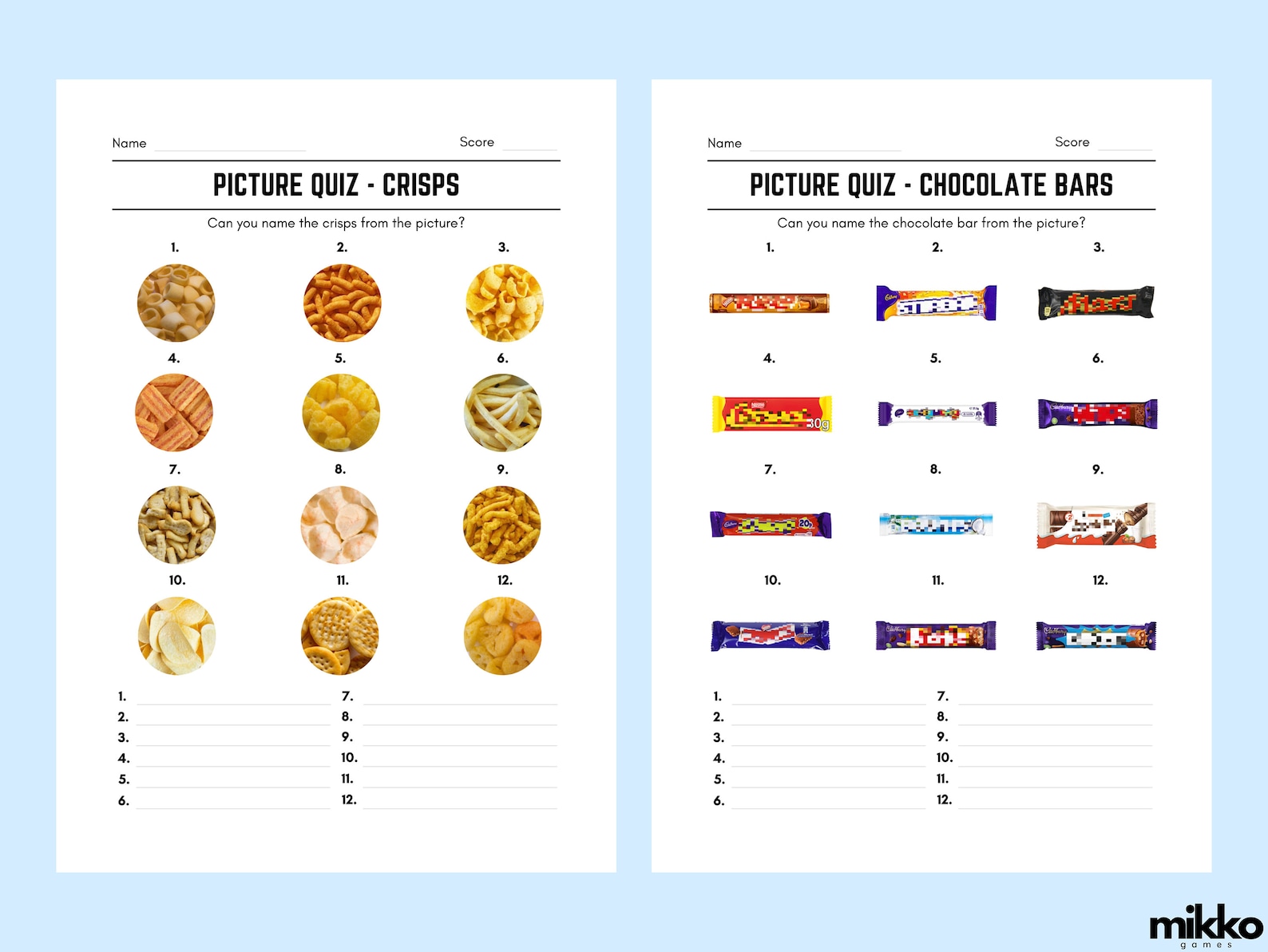 Printable Food and Snack Quiz Bundle 10 Fun Quizzes in 1 Birthday Party ...