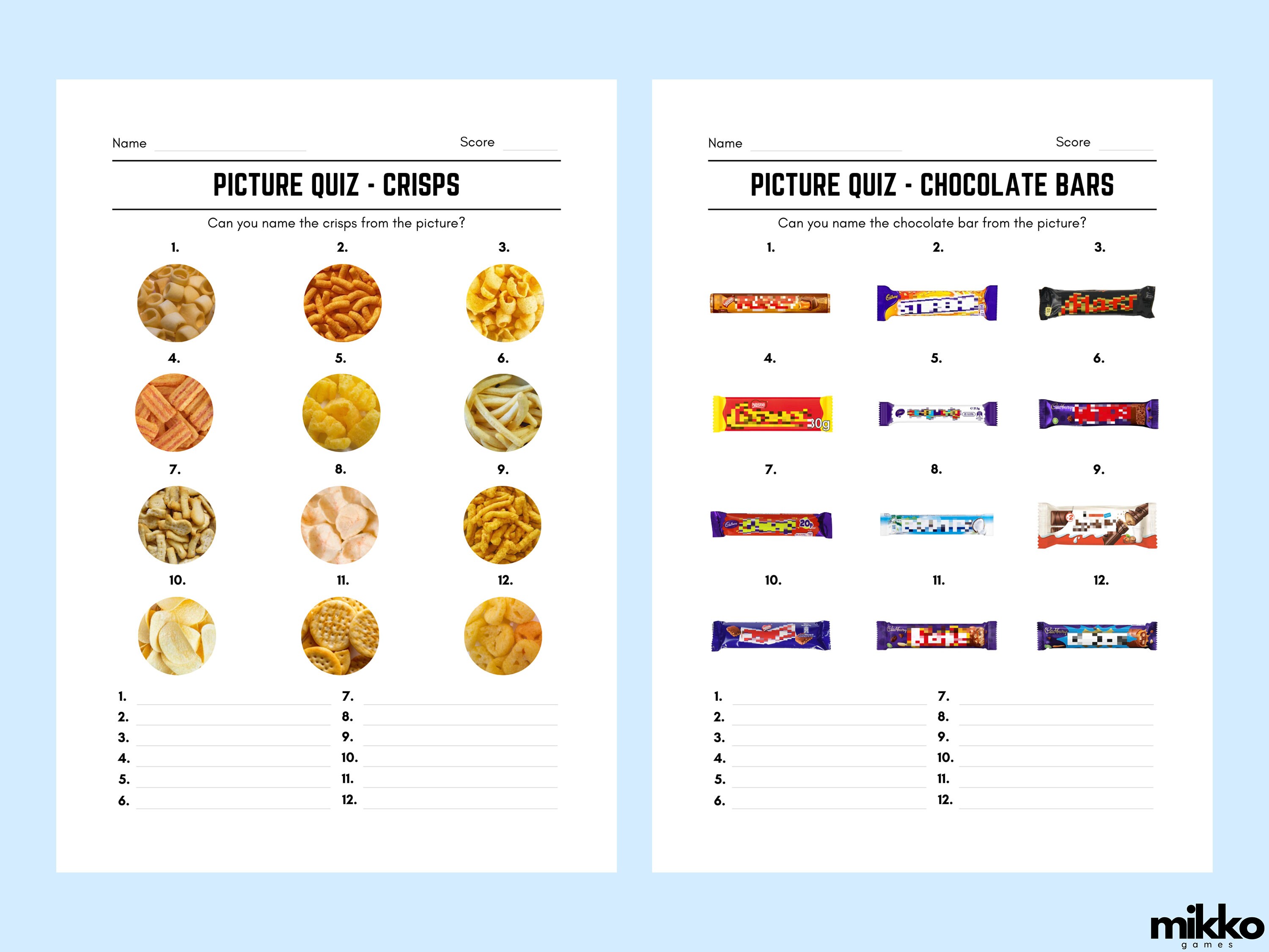 Printable Food and Snack Quiz Bundle 10 Fun Quizzes in 1 Birthday Party ...
