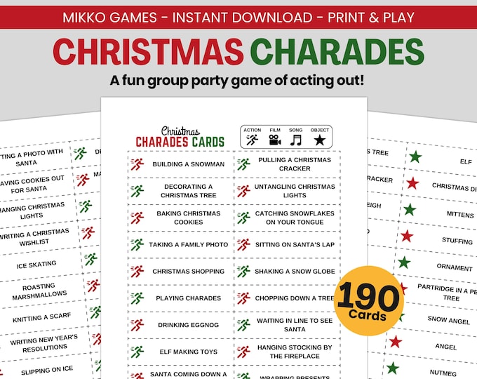 Christmas Charades – Printable Xmas Party Game | Downloadable Christmas ...