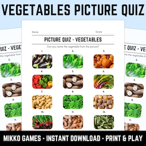 Printable Vegetables Picture Quiz With Answers: Picture Round Quiz ...