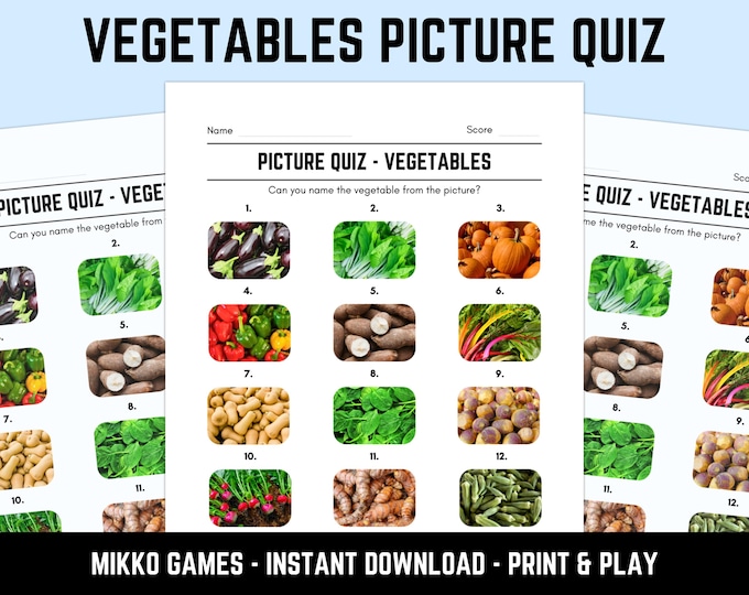 Printable Vegetables Picture Quiz With Answers: Picture Round Quiz ...
