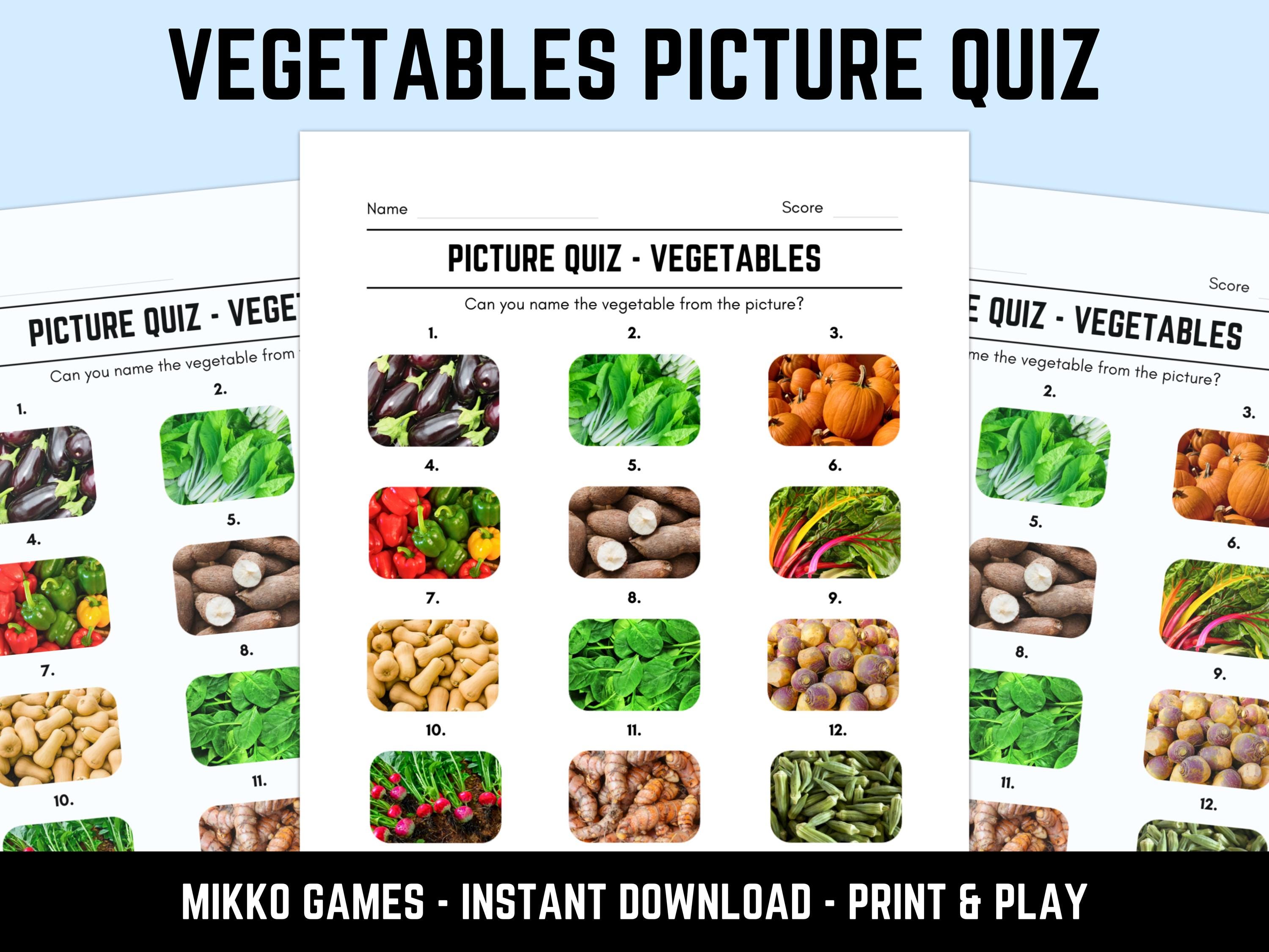Printable Vegetables Picture Quiz With Answers: Picture Round Quiz ...