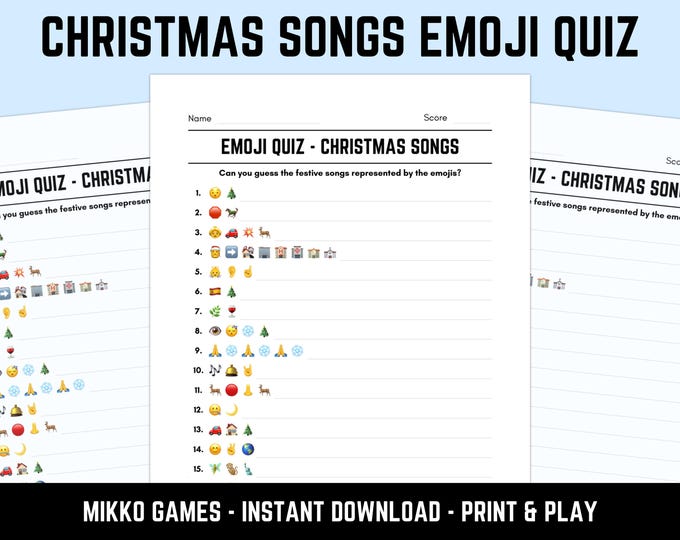 Printable Christmas Songs Emoji Quiz With Answers: Emoji Pictionary ...