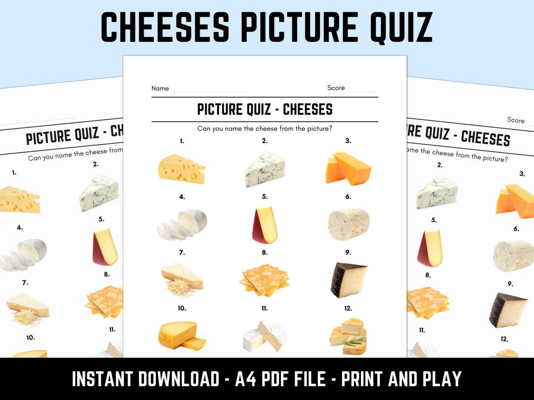 Printable Cheeses Picture Quiz With Answers: Picture Round Quiz Sheets ...