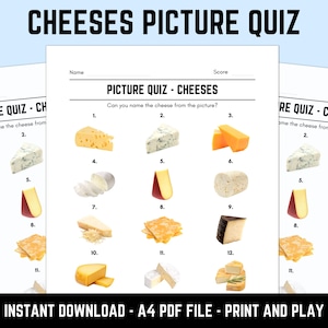 Printable Cheeses Picture Quiz With Answers: Picture Round Quiz Sheets ...