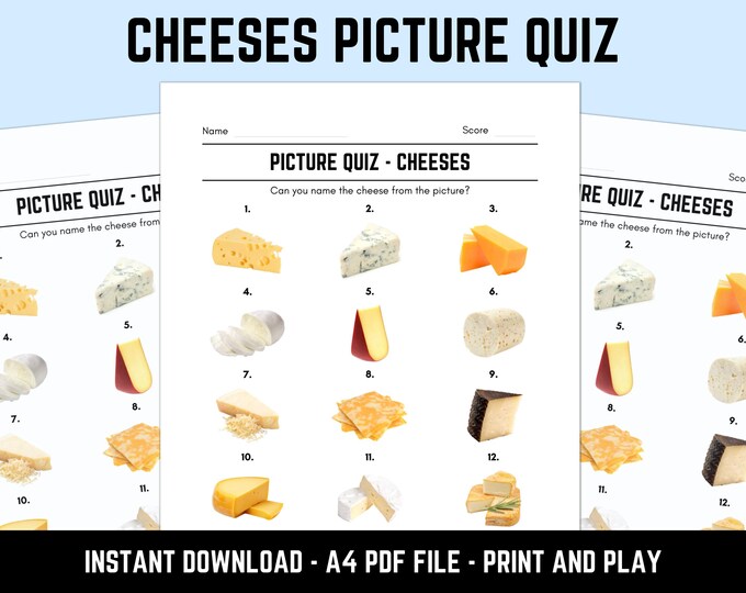 Printable Cheeses Picture Quiz With Answers: Picture Round Quiz Sheets ...