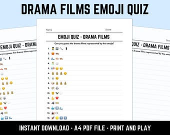 Printable Drama Films Emoji Quiz With Answers: Emoji Pictionary Sheets ...