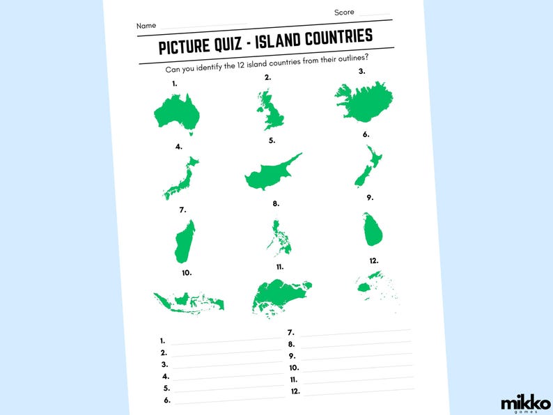 Printable Island Countries Picture Quiz With Answers | Picture Round ...