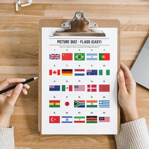 Printable Flags Picture Quiz With Answers: Picture Round Quiz Sheets ...