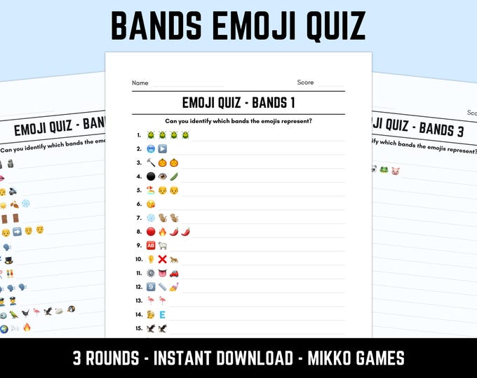 Printable Bands Emoji Quiz With Answers: Emoji Pictionary Sheets ...
