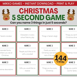 Christmas 5 Second Game: Printable Large Group Party Game for Kids ...