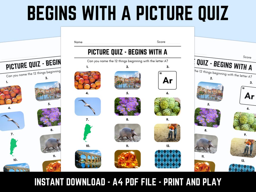 Printable Begins With A Picture Quiz With Answers | Picture Round Quiz ...