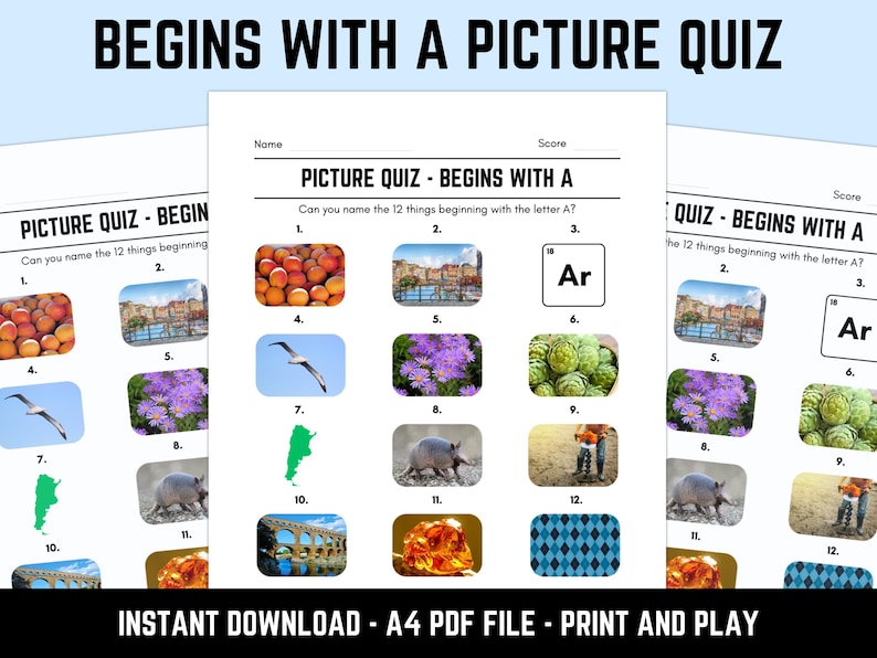 Printable Begins With A Picture Quiz With Answers | Picture Round Quiz ...