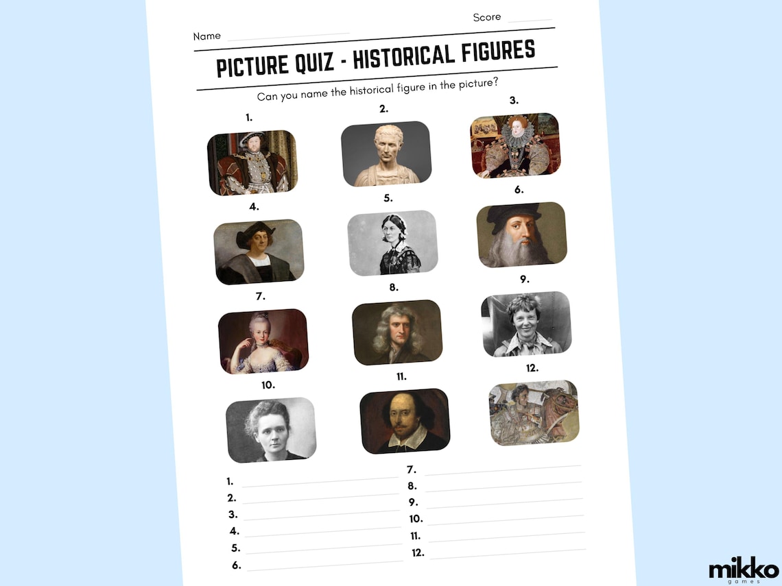 Printable Historical Figures Picture Quiz With Answers | Picture Round ...