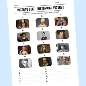 Printable Historical Figures Picture Quiz With Answers | Picture Round ...