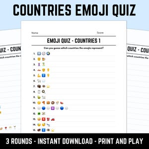 Printable Countries Emoji Quiz With Answers: Emoji Pictionary Sheets ...