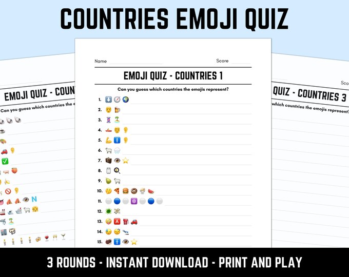 Printable Countries Emoji Quiz With Answers: Emoji Pictionary Sheets ...