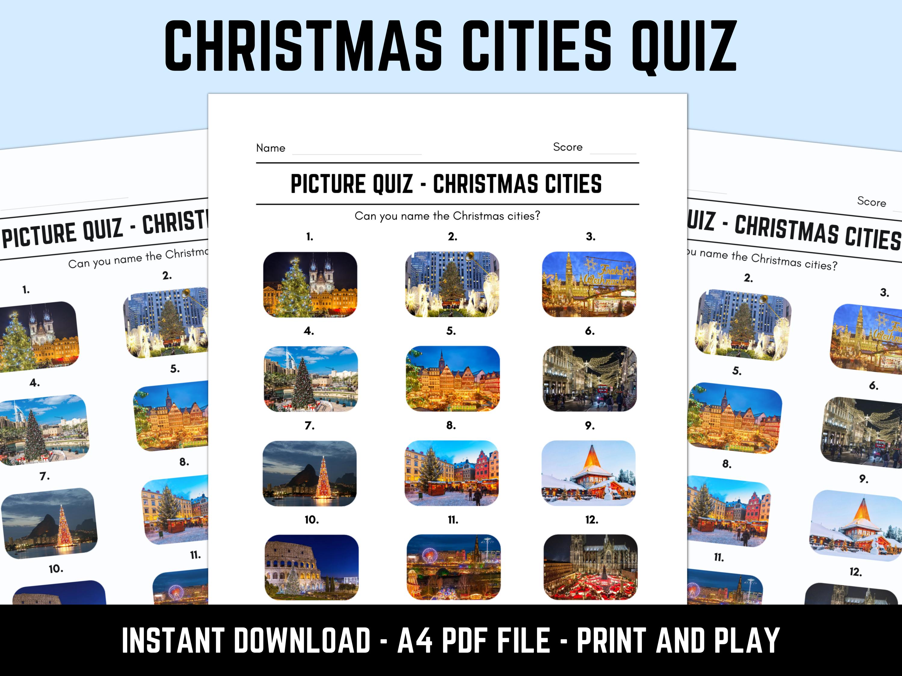 Printable Christmas Cities Picture Quiz With Answers | Picture Round ...