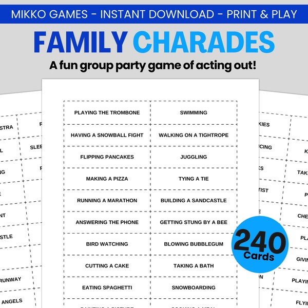 Printable Charades Adult - Etsy