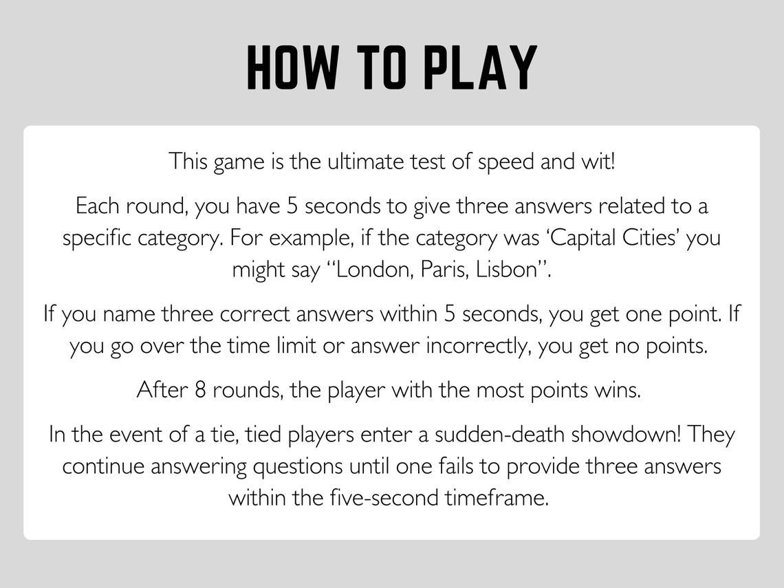 Summer 5 Second Game - Printable Party Game | Downloadable 5 Second ...