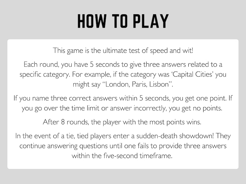 Summer 5 Second Game - Printable Party Game | Downloadable 5 Second ...