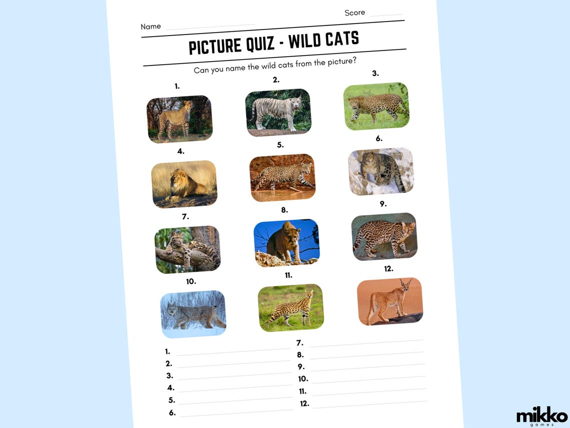 Printable Wild Cats Picture Quiz With Answers: Picture Round Quiz ...