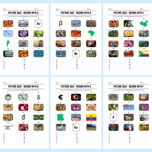 Printable Letters A-Z Picture Quiz Bundle 26 Quizzes in 1 Picture Round ...