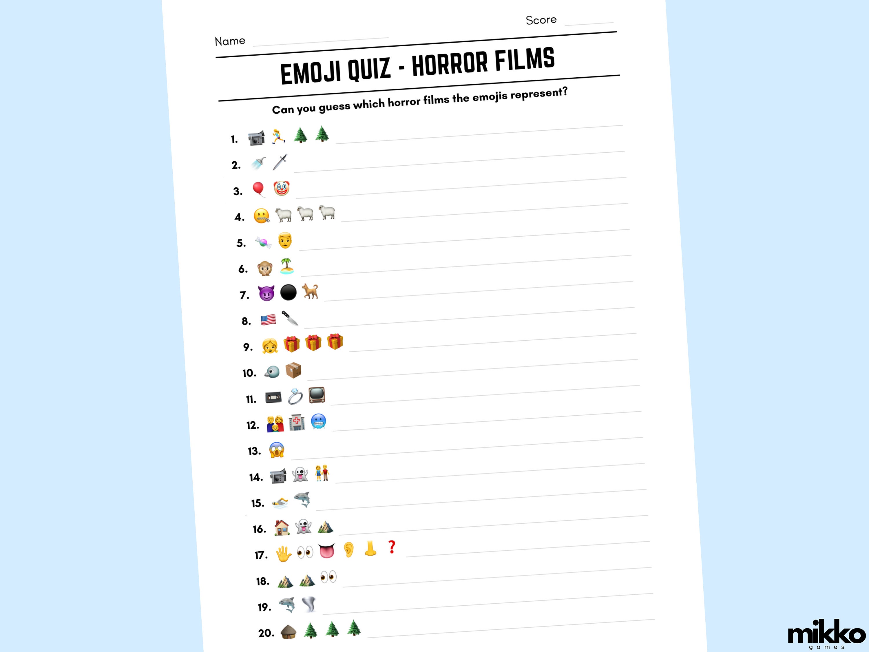 Printable Horror Films Emoji Quiz With Answers - Etsy