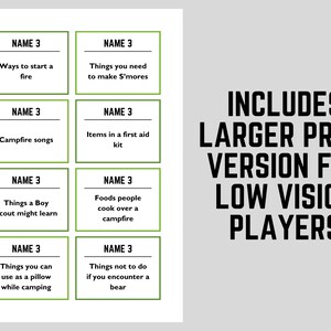 Camping 5 Second Game Printable Outdoor Party Game Perfect for Family ...