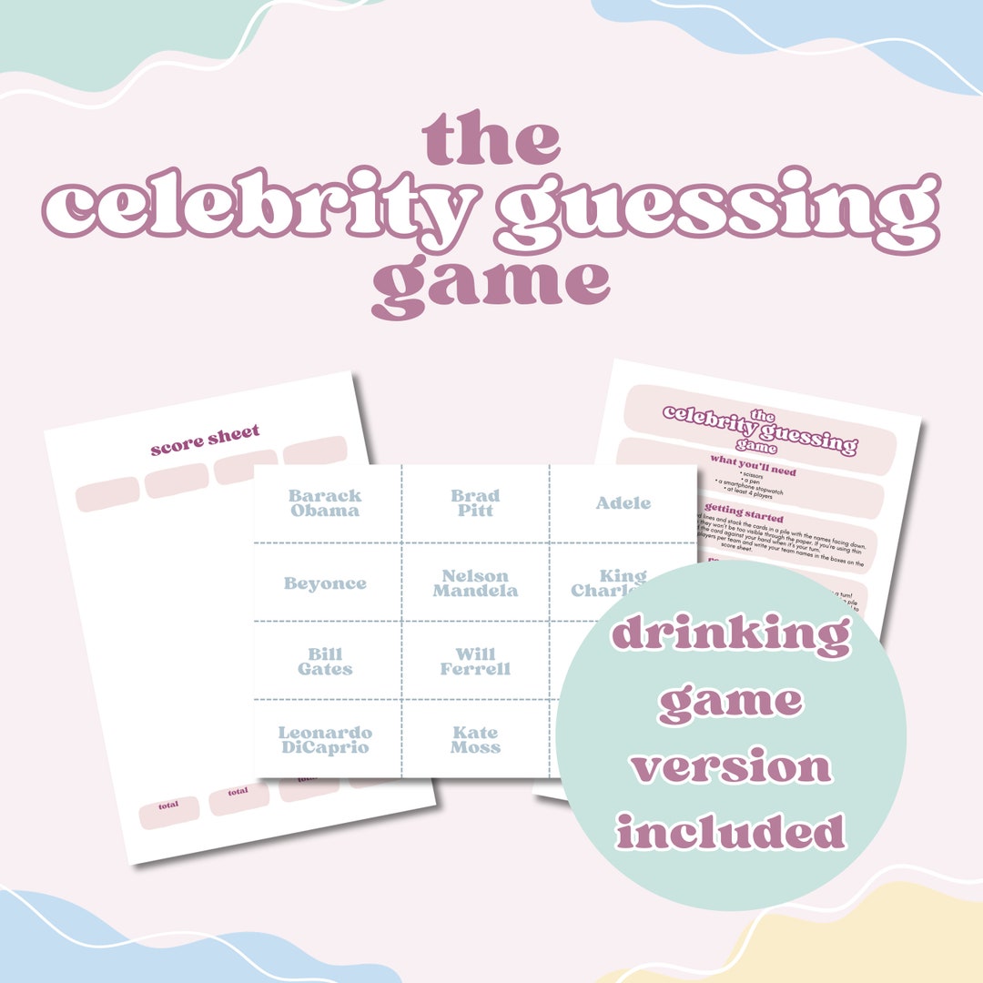 Celebrity Guessing Game. Instant Download. Printable Pre Drinking Party ...