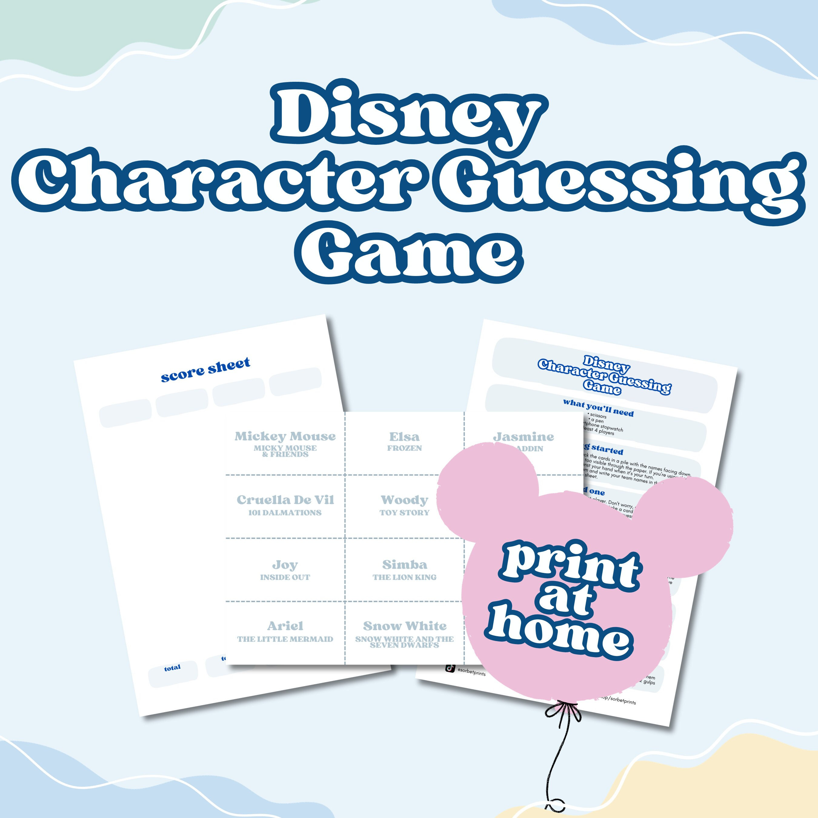 Disney Character Guessing Game. Instant Digital Download. Printable ...