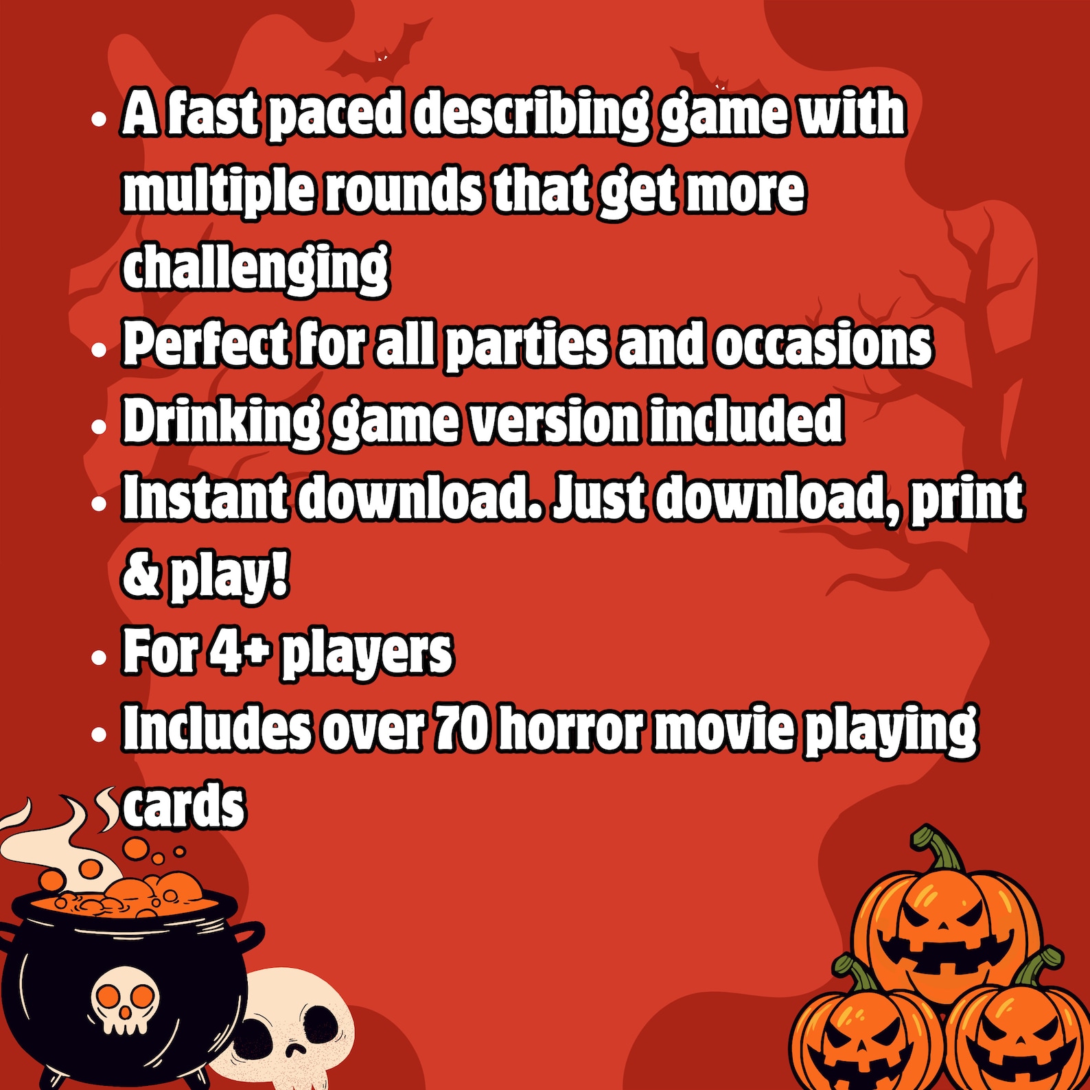 Horror Movie Party Game. Instant Download. Printable Drinking Game ...