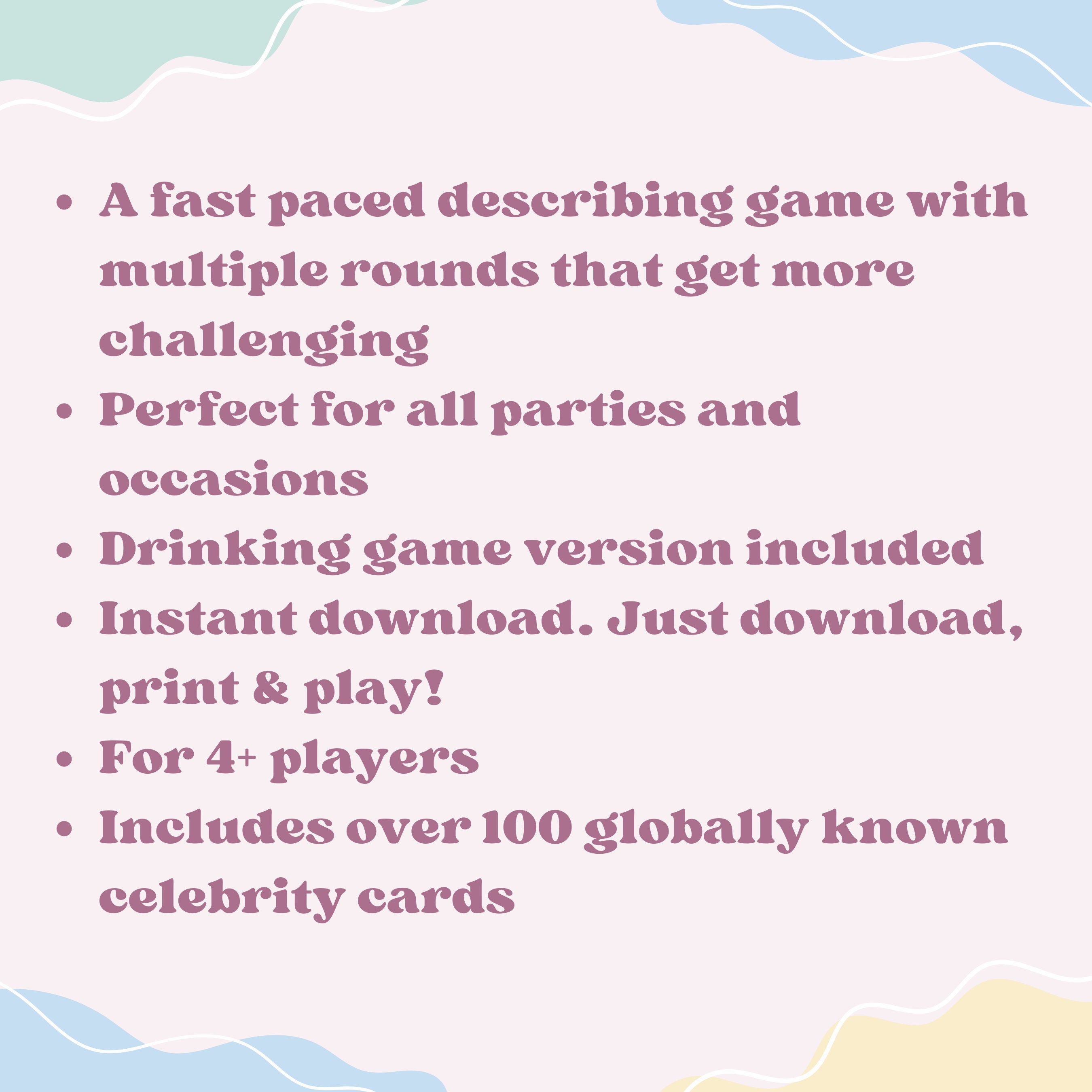 Celebrity Guessing Game. Instant Download. Printable Pre Drinking Party ...
