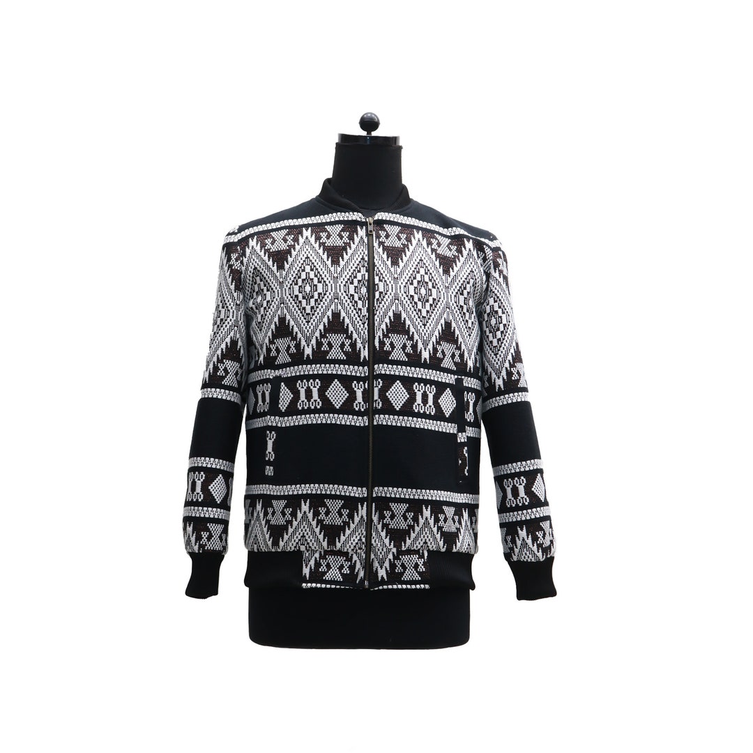 Black and White Color Mens Embroidered Jacket Custom Embroidery Blazer ...